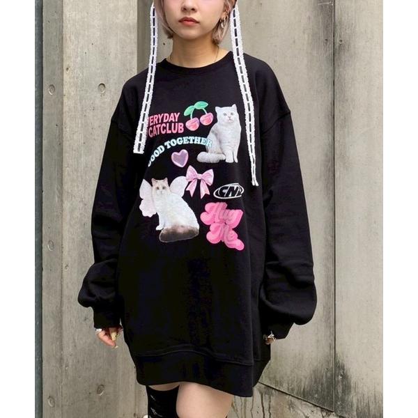 『タイムセール実施中』ZOZO問い合わせ番号:98944144ショップ:Candy Stripper，キャンディストリッパーブランド:Candy Stripper，キャンディストリッパー商品名:CAT CLUB SWEAT ワンピースカテゴ...