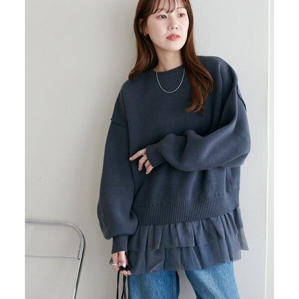 ZOZO問い合わせ番号:98945022ショップ:DISCOAT，ディスコートブランド:DISCOAT，ディスコート商品名:【WEB限定】チュール切り替えニットカテゴリ:トップス>ニット/セーターブランド品番:DCZ1052205A0...