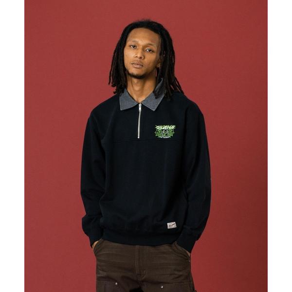 『タイムセール実施中』ZOZO問い合わせ番号:98945196ショップ:XLARGE，エクストララージブランド:XLARGE，エクストララージ商品名:DENIM COLLAR HALF ZIP SWEATSHIRTカテゴリ:トップス>...