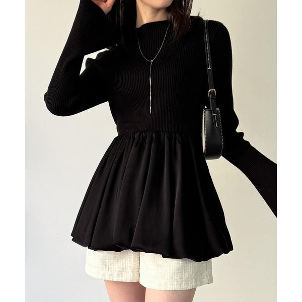 『タイムセール実施中』ZOZO問い合わせ番号:98945254ショップ:JUNOAH，ジュノアブランド:JUNOAH，ジュノア商品名:サテンドッキングバルーンニットトップスカテゴリ:トップス>ニット/セーターブランド品番:fram06...