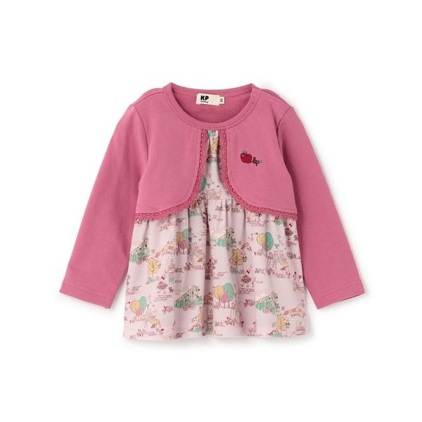 『セール実施中』ZOZO問い合わせ番号:98945295ショップ:KP，ケーピーブランド:KP，ケーピー商品名:秋の街並柄 カーディガンレイヤード風チュニックカテゴリ:ワンピース/ドレス>チュニックブランド品番:2153206素材:柄...