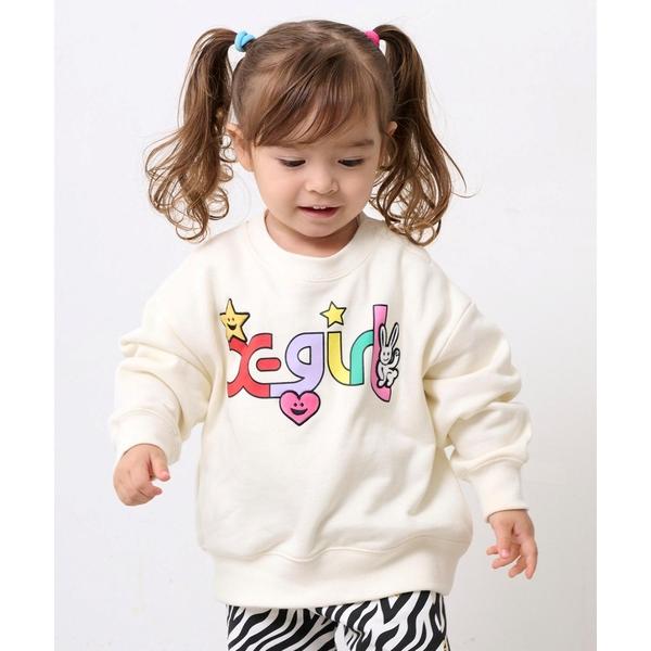 『セール実施中』ZOZO問い合わせ番号:98977154ショップ:X-girl Stages，エックスガール ステージスブランド:X-girl Stages，エックスガールステージス商品名:カラフルロゴ＆キャラクタートレーナーカテゴリ:トッ...