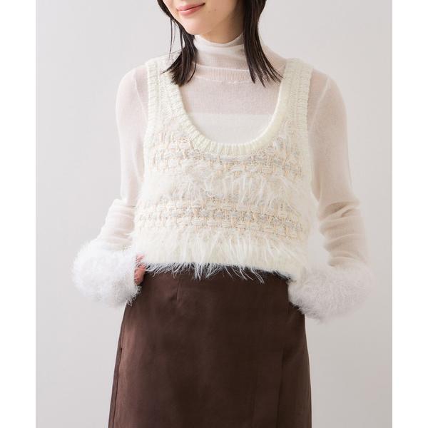 『タイムセール実施中』ZOZO問い合わせ番号:98978972ショップ:VIS，ビスブランド:VIS，ビス商品名:フェザーツイードニットビスチェ/2WAYカテゴリ:トップス>ベストブランド品番:2025-B-BVM45120素材:アク...