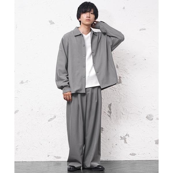 ZOZO問い合わせ番号:98979028ショップ:MinoriTY，マイノリティブランド:MinoriTY，マイノリティ商品名:【MinoriTY】極とろみ生地ドルマンシャツジャケット+ワイドスラックスセットアップ メンズ 秋服 春服カテゴ...