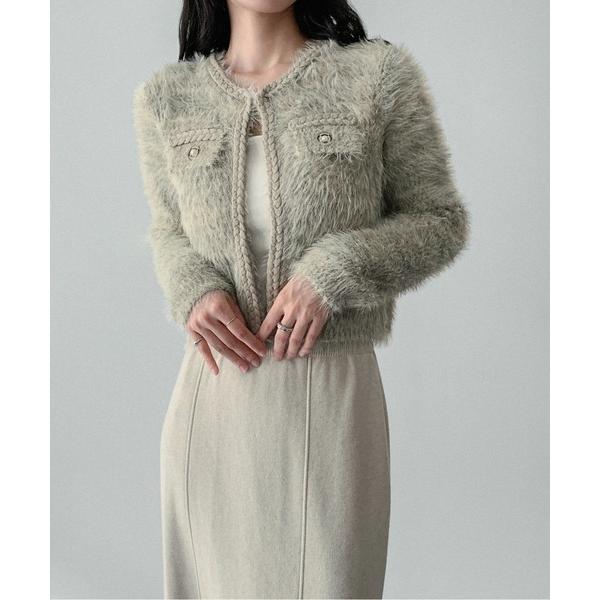 『タイムセール実施中』ZOZO問い合わせ番号:98980336ショップ:by muni:r，バイ ムニールブランド:on:nue，オンニュ商品名:【on:nue】[着用動画あり！] シャギーパールボタンニットジャケットカテゴリ:トップス&g...
