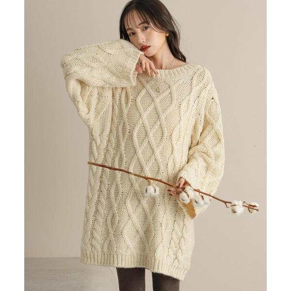 ZOZO問い合わせ番号:99014700ショップ:hinari，ヒナリブランド:hinari，ヒナリ商品名:ケーブル編みニットワンピカテゴリ:ワンピース/ドレス>ワンピースブランド品番:HN00000085素材:アクリル　100%カラ...