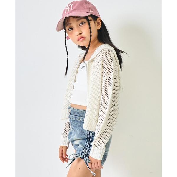 『タイムセール実施中』ZOZO問い合わせ番号:99015268ショップ:ANAP，アナップブランド:ANAP kids，アナップキッズ商品名:メッシュ クロップド ラメ ニット パーカー【ジュニアお揃い】カテゴリ:トップス>パーカーブ...