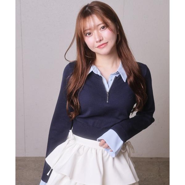 『セール実施中』ZOZO問い合わせ番号:99015294ショップ:LIPSERVICE，リップサービスブランド:LIPSERVICE，リップサービス商品名:2wayシャツレイヤードニットトップスカテゴリ:トップス>ニット/セーターブラ...