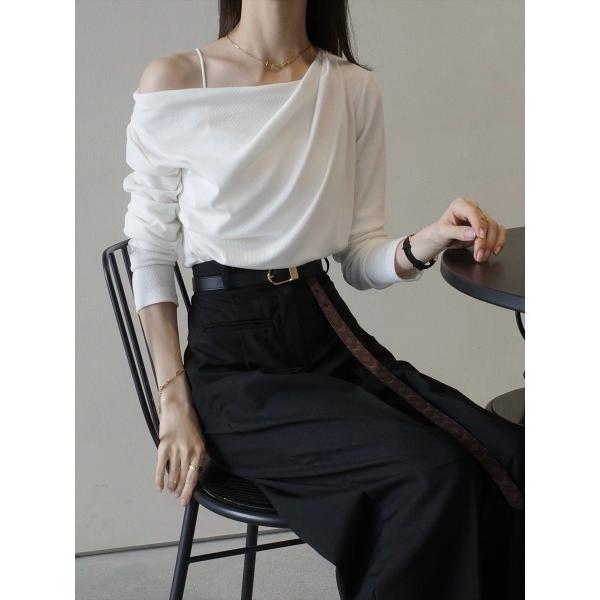 『セール実施中』ZOZO問い合わせ番号:99016343ショップ:A AMEL，エイメルブランド:amel，エイメル，A AMEL，エイメル商品名:ドレープデザインリブトップス / ホワイトカテゴリ:トップス>Tシャツ/カットソーブラ...