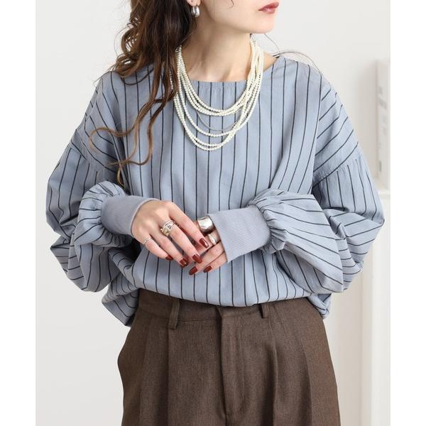 『タイムセール実施中』ZOZO問い合わせ番号:99018015ショップ:FUNALIVE，ファンアライブブランド:OMNES，オムネス，FUNALIVE，ファンアライブ商品名:製品洗い コットンブロード裾ラウンドレイヤードブラウス ストライ...