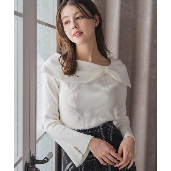 『タイムセール実施中』ZOZO問い合わせ番号:99018412ショップ:MISCH MASCH，ミッシュ マッシュブランド:MISCH MASCH，ミッシュマッシュ商品名:2025秋冬新作 アシメリボン2wayフレア袖ニットカテゴリ:トップ...