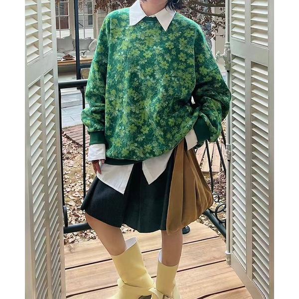 『セール実施中』ZOZO問い合わせ番号:99026182ショップ:aimoha，アイモハブランド:HOOK，フック商品名:HOOK for girls　総柄スウェット トレンドプリント 韓国ストリート／原宿ガーリーカテゴリ:トップス>...