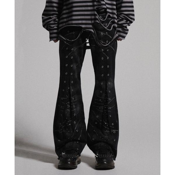 ZOZO問い合わせ番号:99048775ショップ:EMMA CLOTHES，エマ クローズブランド:GRANCY，グランシー商品名:【GRANCY】Crazy Design Skinny Flare Denim Pants / クレイジーデ...