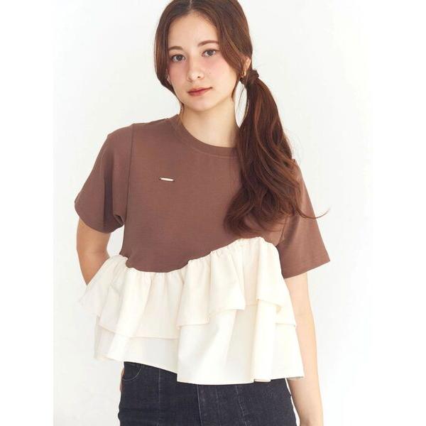 ZOZO問い合わせ番号:99048849ショップ:Now me.，ナウミーブランド:CALNAMUR，カルナムール，Now me. by NYLON JAPAN，ナウミーバイナイロンジャパン商品名:フリルヘムティアードＴシャツカテゴリ:トッ...