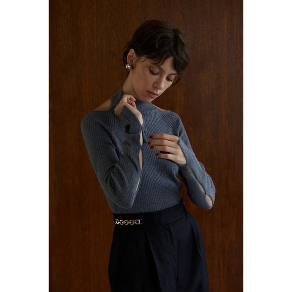 『タイムセール実施中』ZOZO問い合わせ番号:99048987ショップ:Estella.K，エステラケーブランド:Estella.K，エステラケー商品名:Valentina Knit Top ハイネックオフショルカットアウトニットTOPカテ...