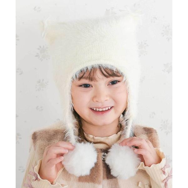 『タイムセール実施中』ZOZO問い合わせ番号:99049255ショップ:BEBE ONLINE STORE，ベベ オンラインストアブランド:SLAP SLIP，スラップスリップ商品名:リボン付きネコ耳ニット帽(48~55cm)カテゴリ:帽子...