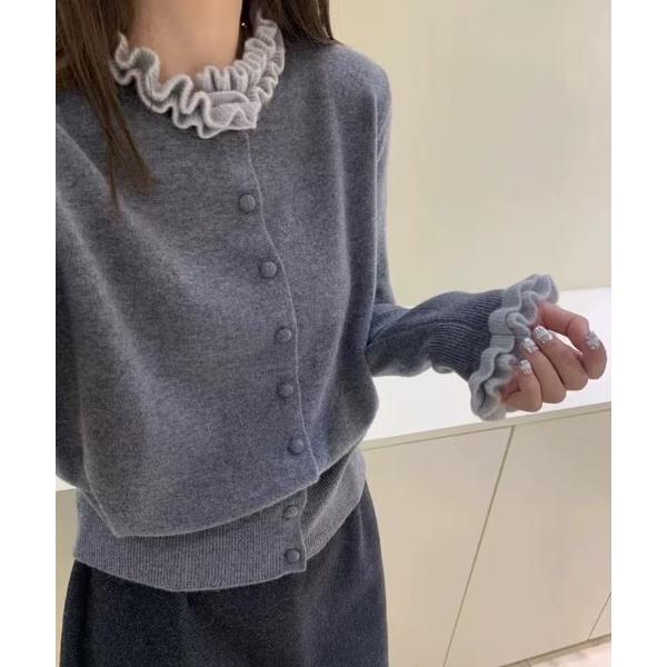 『タイムセール実施中』ZOZO問い合わせ番号:99049576ショップ:ABITOKYO，アビトーキョーブランド:Diosfront，ディオスフロント，ABITOKYO，アビトーキョー商品名:配色フリルドッキングニットカーディガンカテゴリ:...