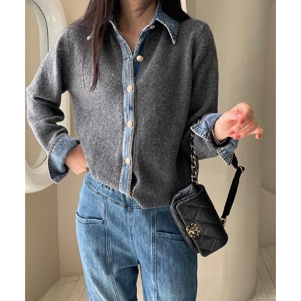 『タイムセール実施中』ZOZO問い合わせ番号:99081039ショップ:ABITOKYO，アビトーキョーブランド:Diosfront，ディオスフロント，ABITOKYO，アビトーキョー商品名:デニムドッキングニットカーディガンカテゴリ:トッ...