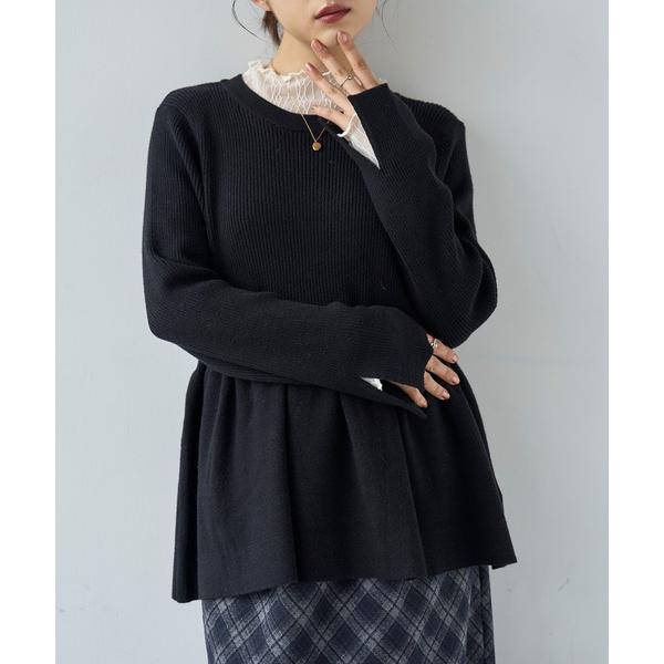 『タイムセール実施中』ZOZO問い合わせ番号:99111866ショップ:Auntie Rosa，アンティローザブランド:mil，ミル商品名:袖スリット ペプラムリブニットプルオーバー【585102】カテゴリ:トップス>ニット/セーター...