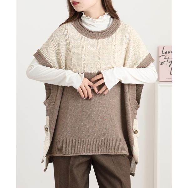 『タイムセール実施中』ZOZO問い合わせ番号:99114311ショップ:FUNALIVE，ファンアライブブランド:myke，ミーカ，FUNALIVE，ファンアライブ商品名:myke カラーネップ 編み地切替えベストカテゴリ:トップス>...