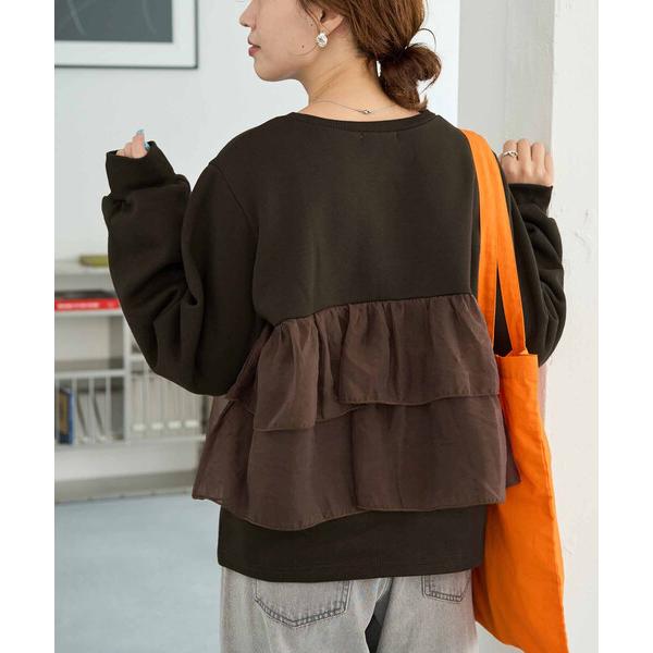 『タイムセール実施中』ZOZO問い合わせ番号:99177172ショップ:FREAK'S STORE，フリークスストアブランド:FREAK'S STORE，フリークスストア商品名:限定展開　オーガンジー ドッキング フリル 裏起毛 スウェット...