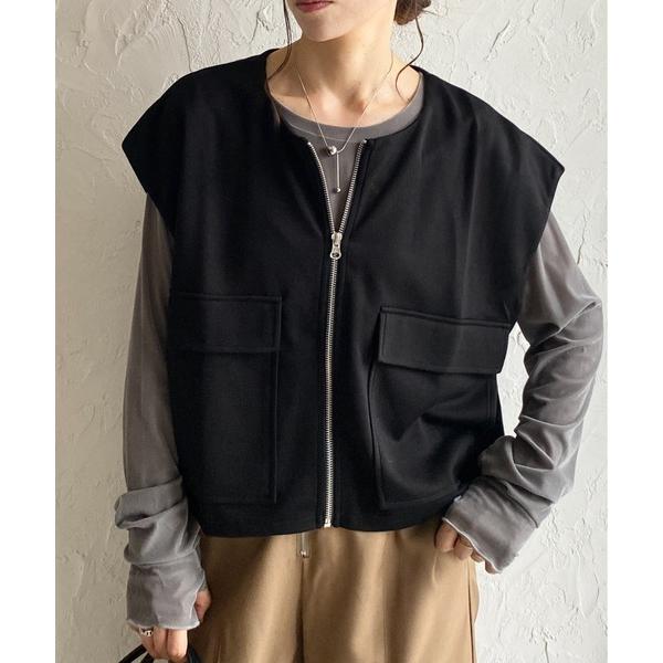 『セール実施中』ZOZO問い合わせ番号:99180754ショップ:wears，ウェアーズブランド:She's Closet，シーズクローゼット商品名:ショート丈フラップポケット付きフロントジップベストカテゴリ:トップス>ベストブランド...
