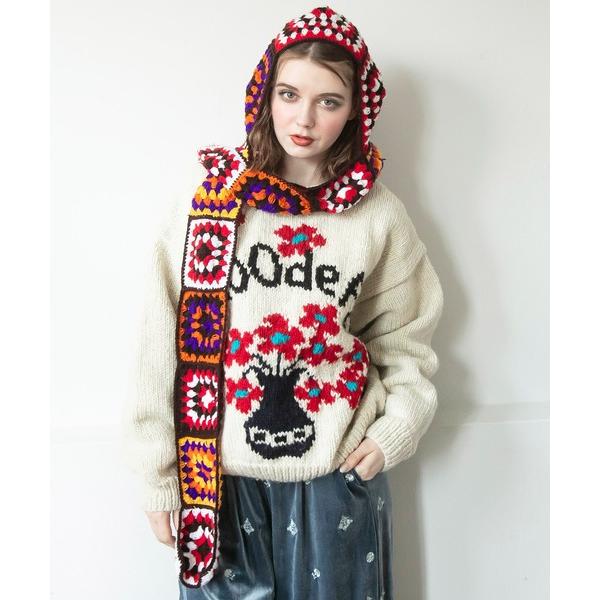 『セール実施中』ZOZO問い合わせ番号:99181621ショップ:チャイハネ，チャイハネブランド:チャイハネ，チャイハネ商品名:【チャイハネ】クロシラニットキャップ　フード付きマフラーカテゴリ:帽子>ニットキャップ/ビーニーブランド品...