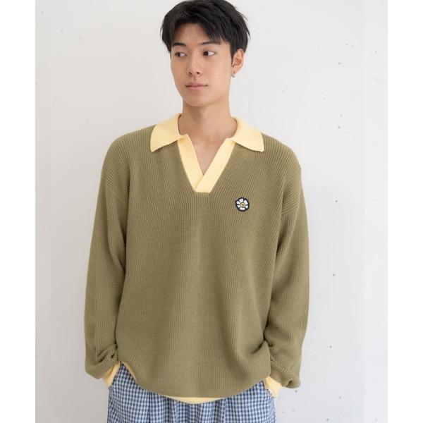 ZOZO問い合わせ番号:99214201ショップ:LIGHT HOUSE，ライトハウスブランド:bashful base Oriental，バッシュフルベースオリエンタル商品名:【新色追加！/bbO】フラワーアイコンバイカラーポロニットカテ...