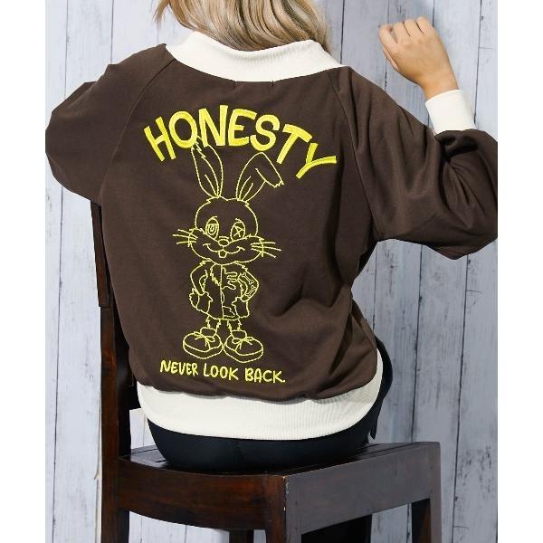 『タイムセール実施中』ZOZO問い合わせ番号:99214966ショップ:DIAVEL，ディアベルブランド:GORGE，ゴージ，DIAVEL，ディアベル商品名:《オフショル×バックうさぎ刺繍》レディース 裏毛 スウェット うさぎデザイン オー...