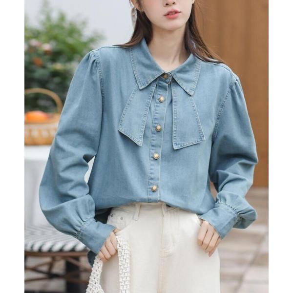 『タイムセール実施中』ZOZO問い合わせ番号:99216869ショップ:Ulysses，ユリシスブランド:semplice，センプリチェ商品名:リボンデザインデニムシャツカテゴリ:トップス>シャツ/ブラウスブランド品番:BSTM046...