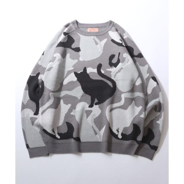 『タイムセール実施中』ZOZO問い合わせ番号:99248007ショップ:SITRY，シトリーブランド:SITRY，シトリー商品名:Cat Camouflage Pattern Double Jacquard Knit Pullover/猫 ...