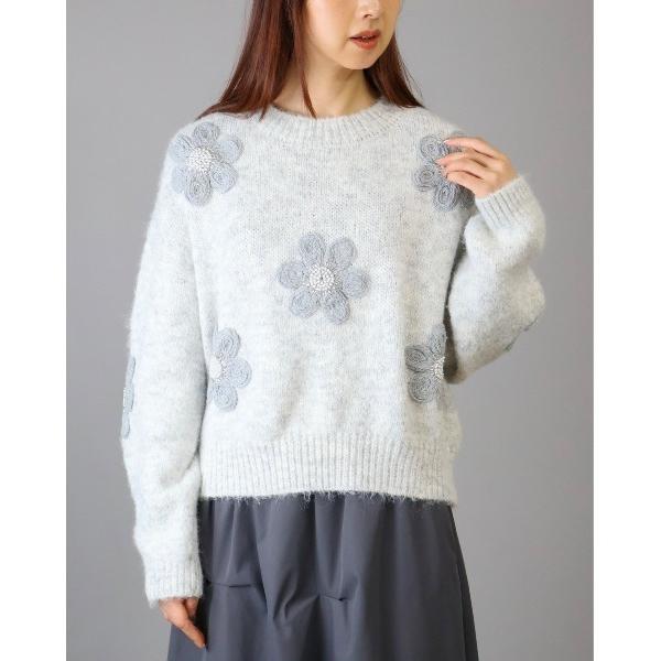『タイムセール実施中』ZOZO問い合わせ番号:99253112ショップ:Bonjour Sagan，ボンジュールサガンブランド:Doumoi，ドゥモエ，Bonjour Sagan，ボンジュールサガン商品名:フラワーモチーフ付き　ニット プル...