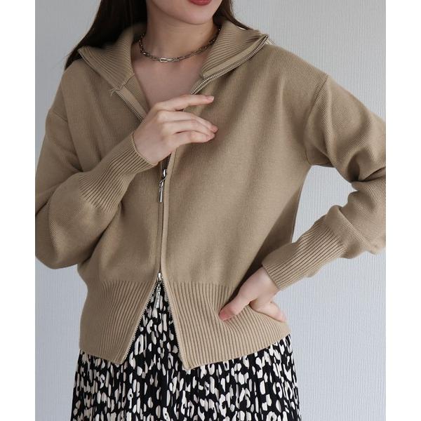 『タイムセール実施中』ZOZO問い合わせ番号:99285250ショップ:Bonjour Sagan，ボンジュールサガンブランド:sin.ca，シンカ商品名:ハイネックダブルジップニットブルゾンカテゴリ:ジャケット/アウター>ブルゾンブ...