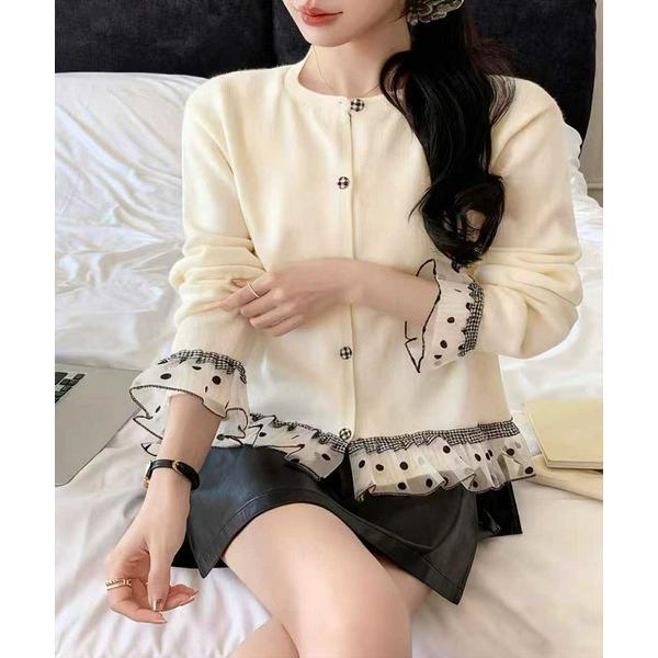 『タイムセール実施中』ZOZO問い合わせ番号:99347216ショップ:gossip！ロサンゼルス，ゴシップロサンゼルスブランド:gossip！ロサンゼルス，ゴシップロサンゼルス商品名:Y2K ドットチュール×チェックフリルレイヤード風カー...