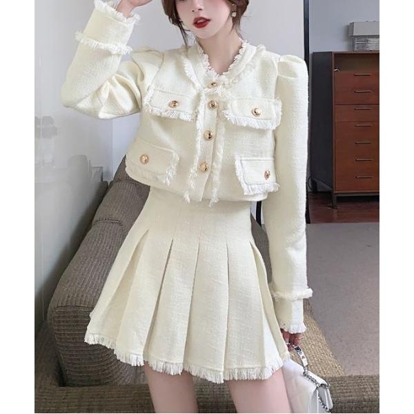 ZOZO問い合わせ番号:99347233ショップ:gossip！ロサンゼルス，ゴシップロサンゼルスブランド:gossip！ロサンゼルス，ゴシップロサンゼルス商品名:Y2K タウンコート地フリンジゴールドボタン プリーツスカート 裏起毛 2 ...