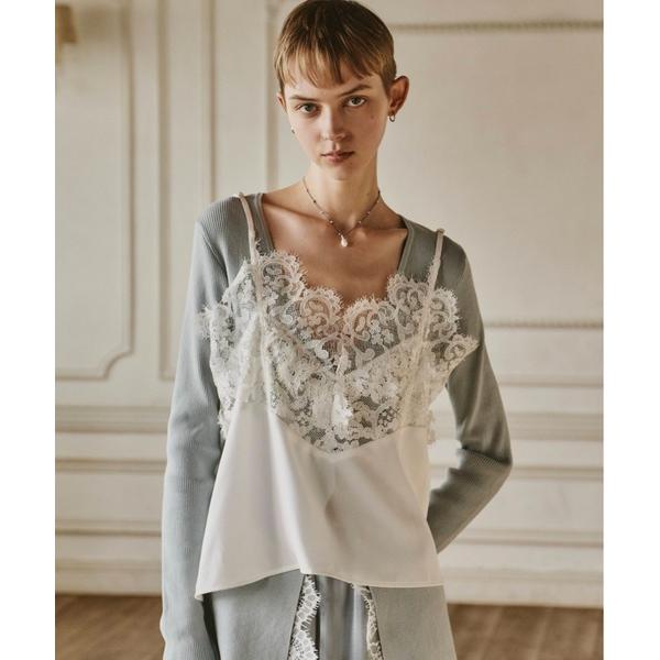 ZOZO問い合わせ番号:99347411ショップ:19 roots studio，ナインティーン ルーツ スタジオブランド:LA BELLE ETUDE，ラベルエチュード商品名:モチーフレース×サテンキャミカテゴリ:トップス>キャミソ...