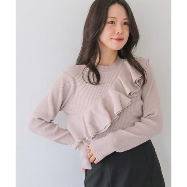 『タイムセール実施中』ZOZO問い合わせ番号:99348391ショップ:unit lab，ユニットラボブランド:HER CLOSET，ハークローゼット商品名:【HER CLOSET】フリルアシンメトリーハイゲージニットトップス FRILL ...