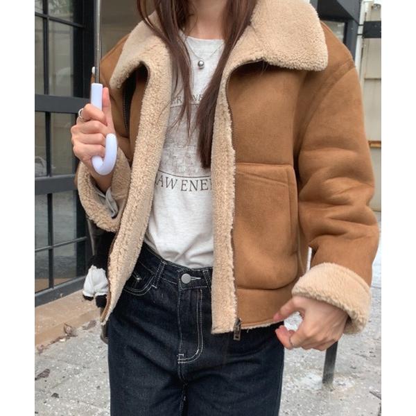 『セール実施中』ZOZO問い合わせ番号:99349270ショップ:Teem Store，チームストアブランド:shyam inspiration，シャムインスピレーション商品名:ムートン風襟袖ボア切換えショートジャケットカテゴリ:ジャケット...