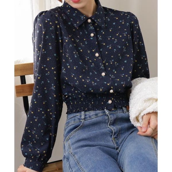 『タイムセール実施中』ZOZO問い合わせ番号:99349396ショップ:me Jane，ミージェーンブランド:pumpkin port，パンプキンポート，meJane，ミージェーン商品名:ドット＆花柄 裾シャーリング 長袖 ブラウスカテゴリ...