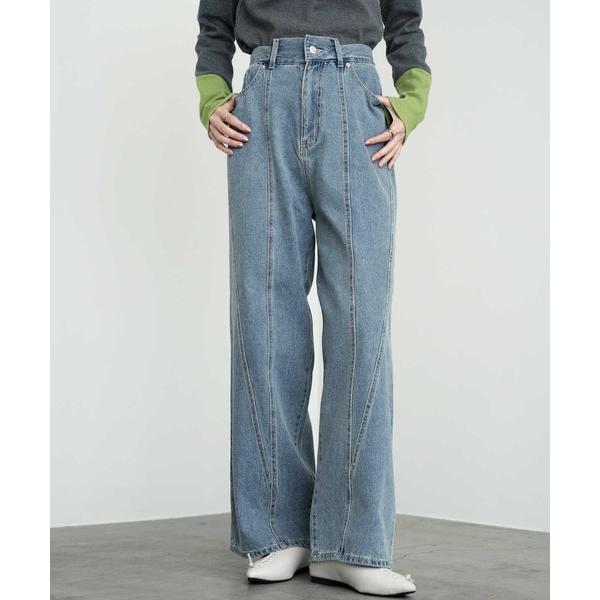 『タイムセール実施中』ZOZO問い合わせ番号:99349417ショップ:Bonjour Sagan，ボンジュールサガンブランド:Bulue.，ブルー商品名:【Bulue.】切替えデザインデニムパンツカテゴリ:パンツ>デニムパンツブラン...