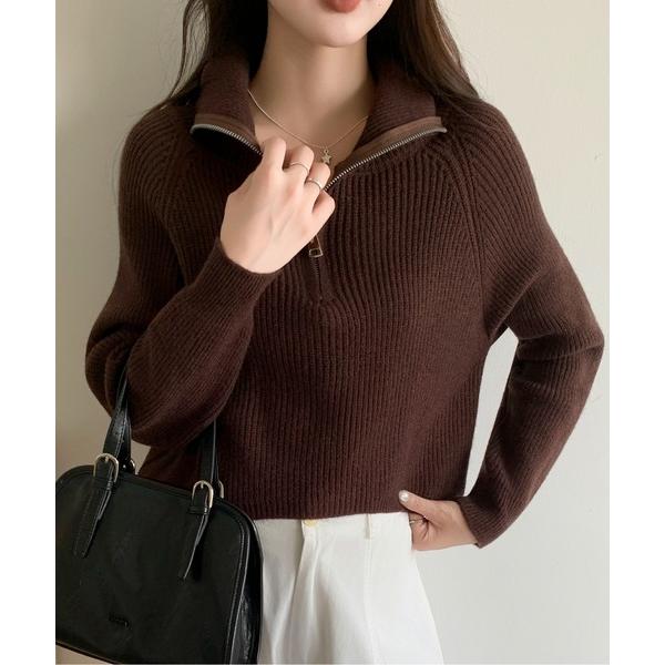 『セール実施中』ZOZO問い合わせ番号:99381716ショップ:Teem Store，チームストアブランド:Maison Calme，メゾンカルム商品名:ハーフジップニットプルオーバー　スタンドカラー　シンプルデザイン　イチオシニット　長...