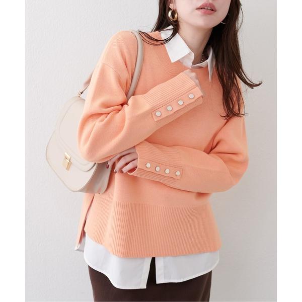 『セール実施中』ZOZO問い合わせ番号:99384165ショップ:natural couture，ナチュラルクチュールブランド:natural couture，ナチュラルクチュール商品名:スタンドネック袖口釦ゆるニットカテゴリ:トップス&g...