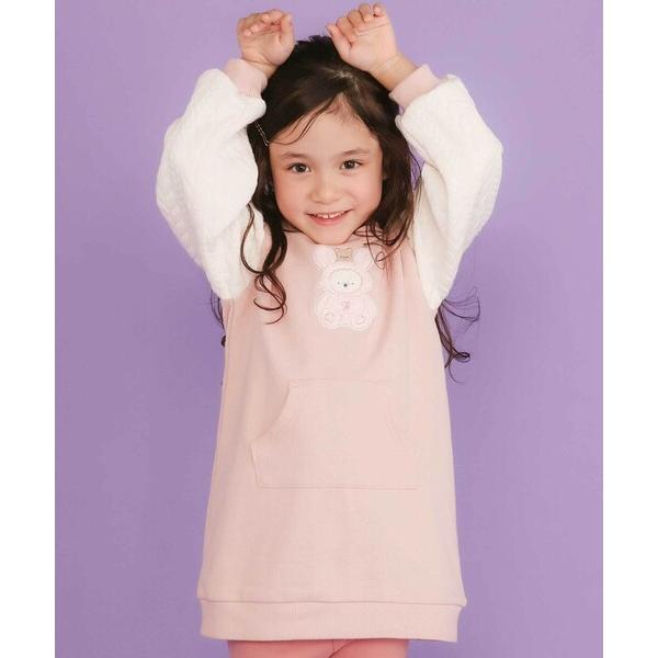 『タイムセール実施中』ZOZO問い合わせ番号:99414868ショップ:BEBE ONLINE STORE，ベベ オンラインストアブランド:SLAP SLIP，スラップスリップ商品名:ウサギネコアニマルふわふわパッチ刺しゅう袖切り替えフーデ...