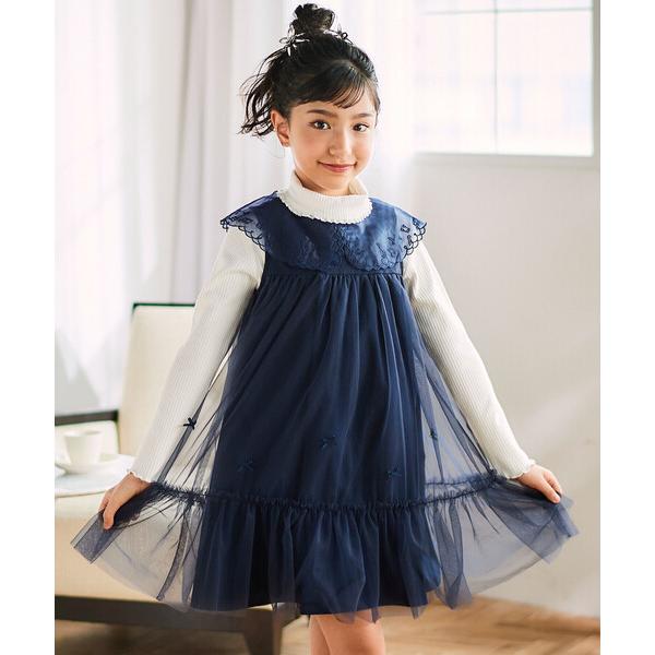 『タイムセール実施中』ZOZO問い合わせ番号:99414877ショップ:BEBE ONLINE STORE，ベベ オンラインストアブランド:SLAP SLIP，スラップスリップ商品名:ハート音符刺しゅうオーガンジービッグカラーワンピース(8...