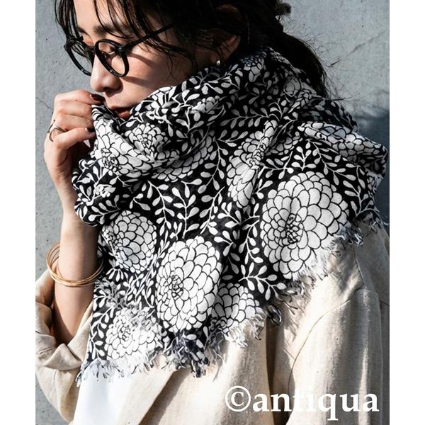 ZOZO問い合わせ番号:99416460ショップ:antiqua，アンティカブランド:antiqua，アンティカ商品名:モノクロフラワー ストールカテゴリ:ファッション雑貨>ストール/ショールブランド品番:IYA-00125素材:レー...