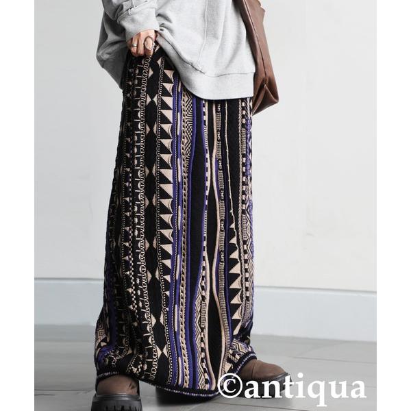 『タイムセール実施中』ZOZO問い合わせ番号:99417280ショップ:antiqua，アンティカブランド:antiqua，アンティカ商品名:幾何学柄 ニットスカートカテゴリ:スカート>スカートブランド品番:PN-00593素材:綿1...