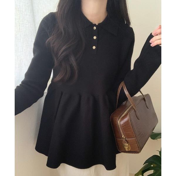 『タイムセール実施中』ZOZO問い合わせ番号:99451753ショップ:JUNOAH，ジュノアブランド:LAUIR，ラウアー商品名:ポロ襟ペプラムニットトップスカテゴリ:トップス>ニット/セーターブランド品番:frla001-913素...