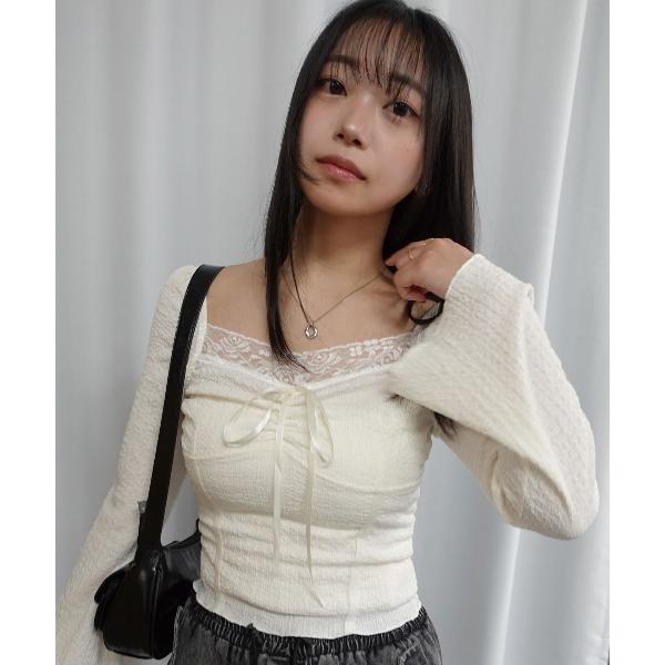 『タイムセール実施中』ZOZO問い合わせ番号:99452004ショップ:CORNERS，コーナーズブランド:Lots of Love，ロッツオブラブ，CORNERS，コーナーズ商品名:フロントリボンレーススリムトップスカテゴリ:トップス&g...