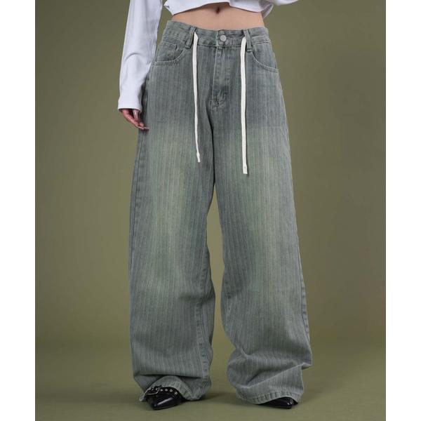 『セール実施中』ZOZO問い合わせ番号:99484962ショップ:WEGO，ウィゴーブランド:DISPARK，ディスパーク，WEGO，ウィゴー商品名:DISPARK/ドロストストライプブラストデニムカテゴリ:パンツ>デニムパンツブラン...