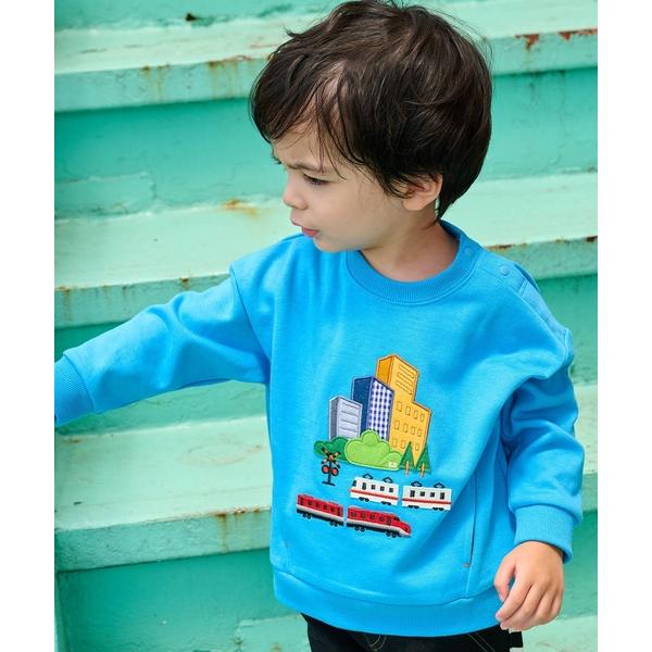 『セール実施中』ZOZO問い合わせ番号:99520193ショップ:NARUMIYA ONLINE，ナルミヤ オンラインブランド:kladskap，クレードスコープ商品名:電車と街サイドポケットトレーナーカテゴリ:トップス>スウェットブ...